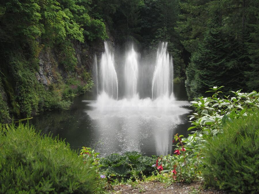Waterfall at Butchart Gardens Victoria British Columbia