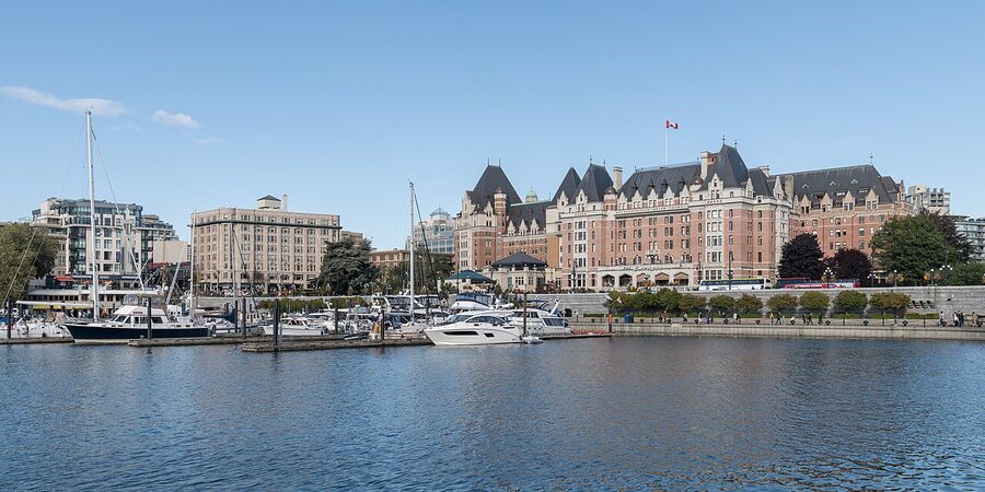 Empress Hotel and Victoria Inner Harbour panorama