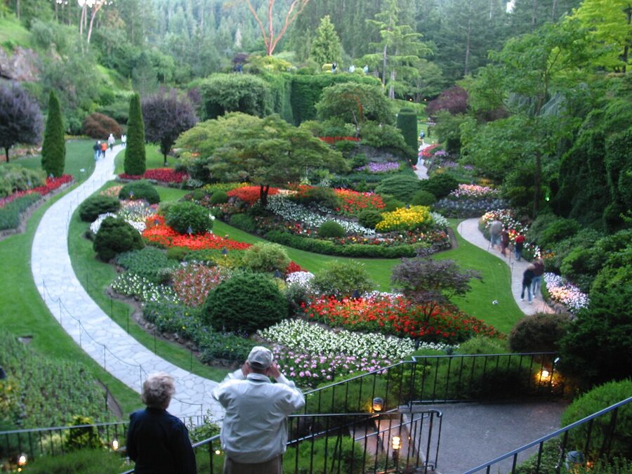 Sunken Garden descent view Butchart Gardens Victoria