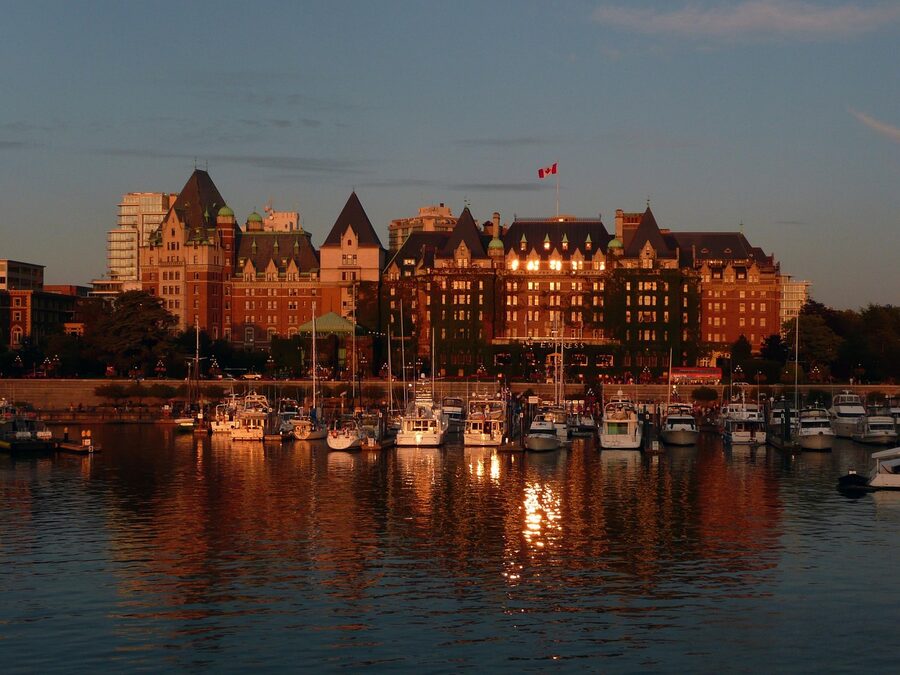 Victoria Harbour and Empress Hotel sunset