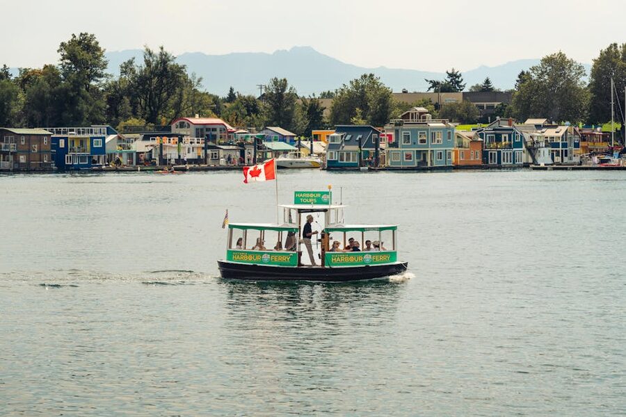 Ferry tour boats and houseboats Victoria Inner Harbour