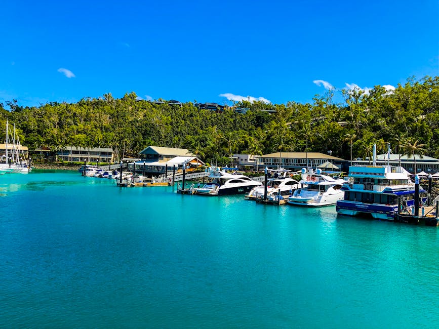Coral Sea Marina at Airlie Beach Whitsundays with cruise boats docked