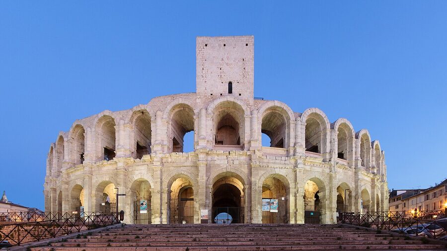 Arles Roman Amphitheatre aerial view Provence