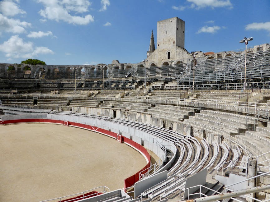 Inside the Roman amphitheatre Arles empty bleachers