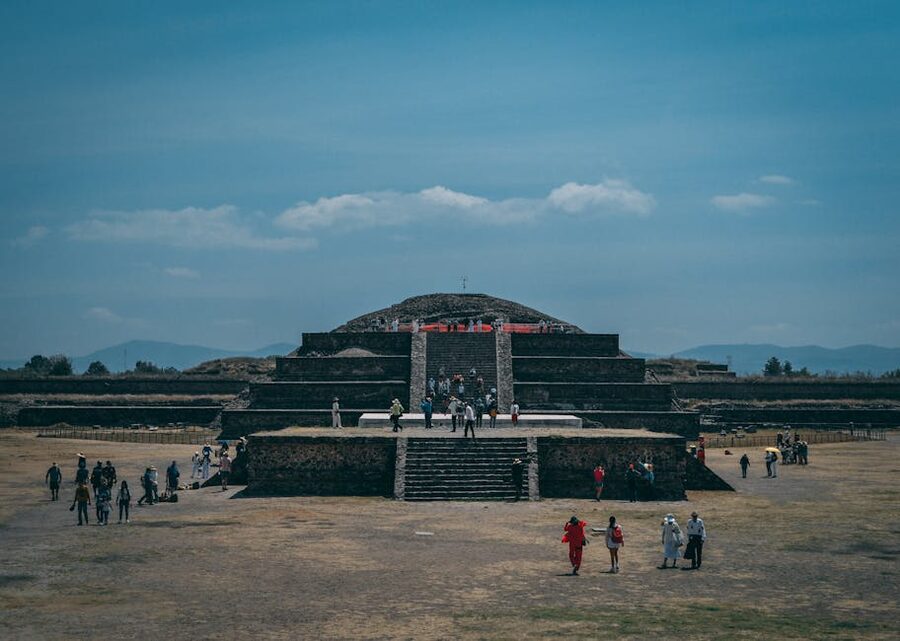 Ancient pyramid at Teotihuacan on a sunny day