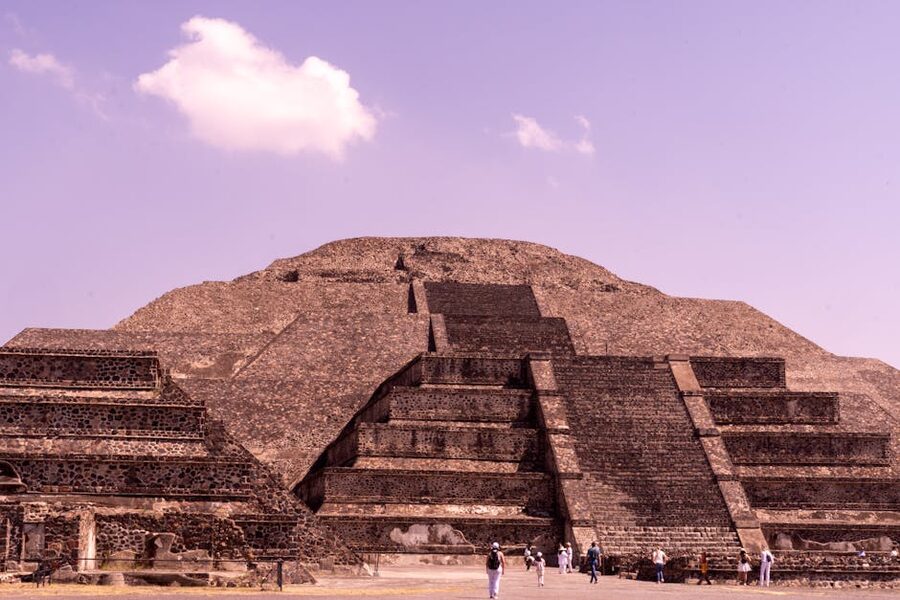 Pyramid of the Sun at Teotihuacan under a clear sky