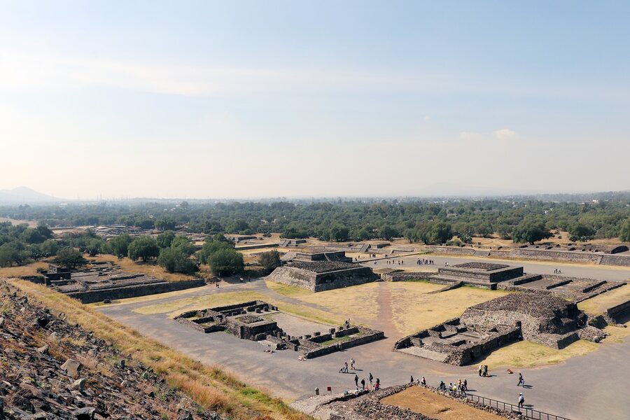 Teotihuacan ruins stretching across the valley