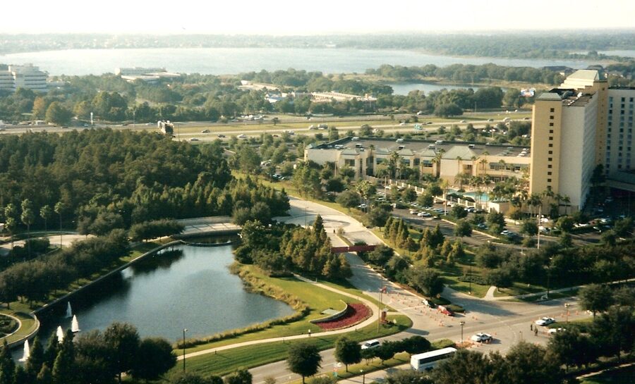 International Drive Orlando street scene with hotels and tourist signage