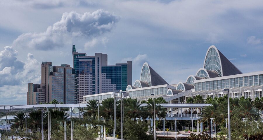 Orlando Florida architecture against a blue sky