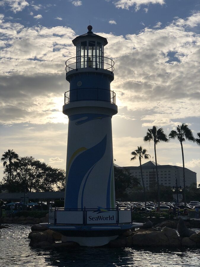 SeaWorld Orlando entrance lighthouse at the south end of International Drive