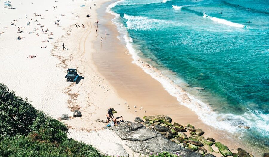 Bondi Beach with people on a sunny summer day