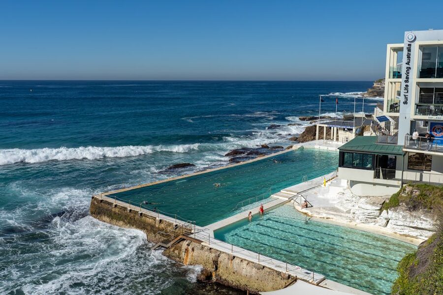 Bondi Icebergs ocean pool beside the sea