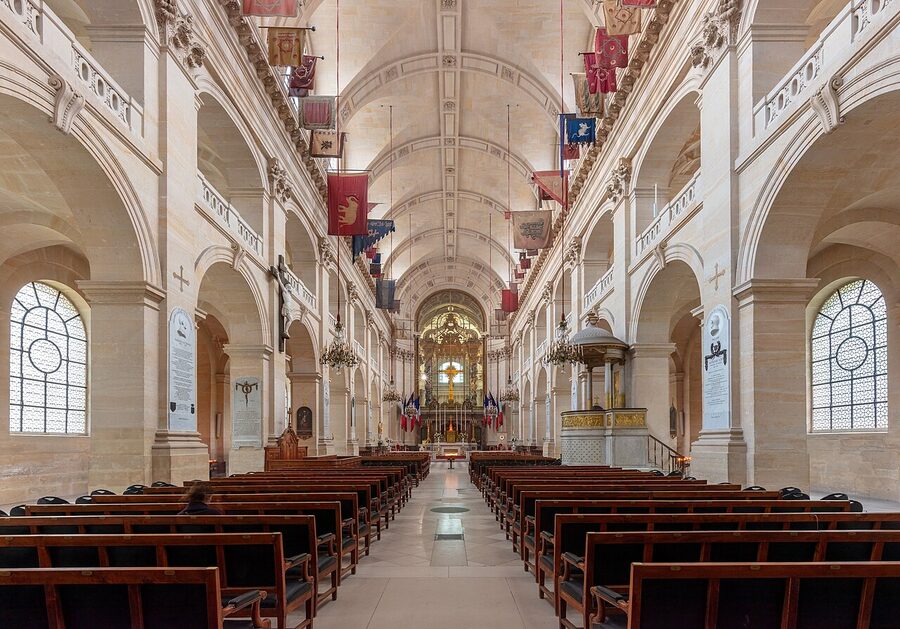 Saint-Louis-des-Invalides cathedral with battle flags and standards
