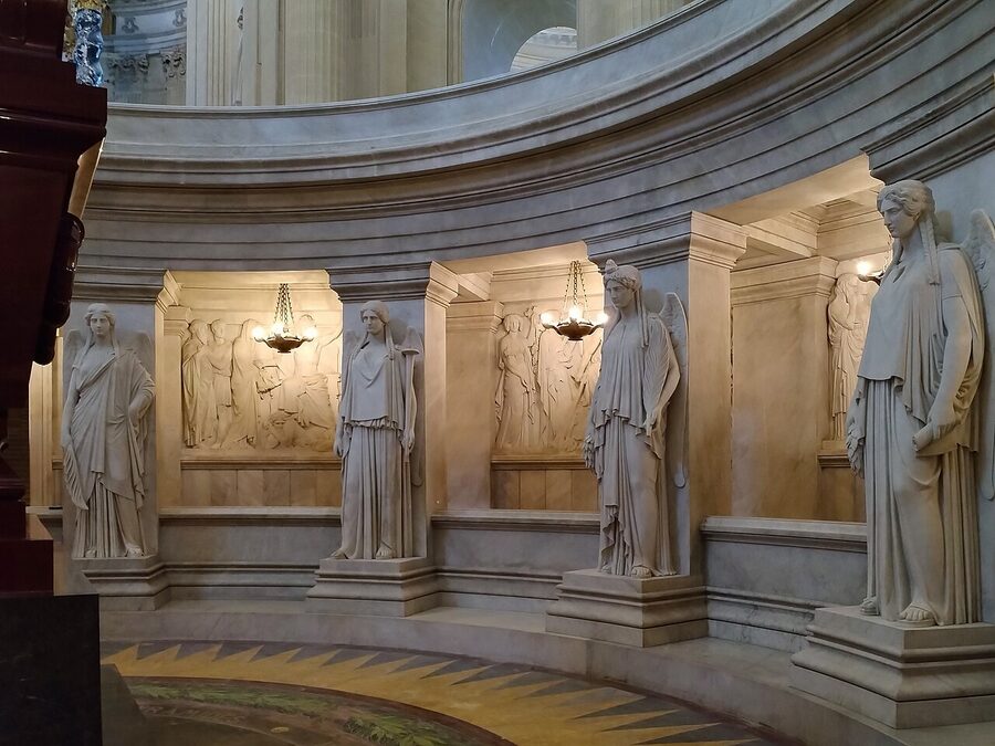 The Twelve Victories statues around Napoleon's tomb at Les Invalides