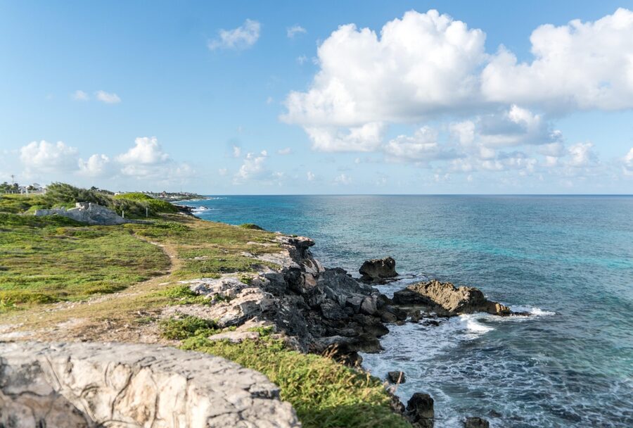 Rocky east coast cliffs of Isla Mujeres
