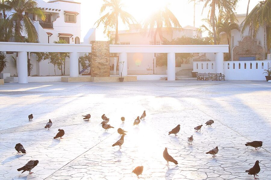 Town square of Isla Mujeres centro in the morning