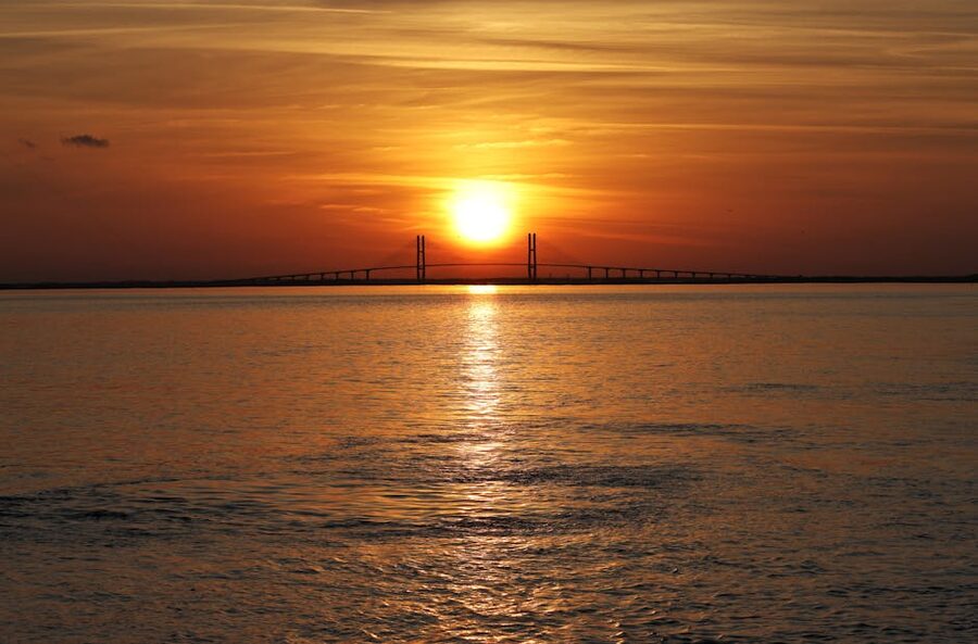 St. Simons Island bridge at sunset in the Golden Isles