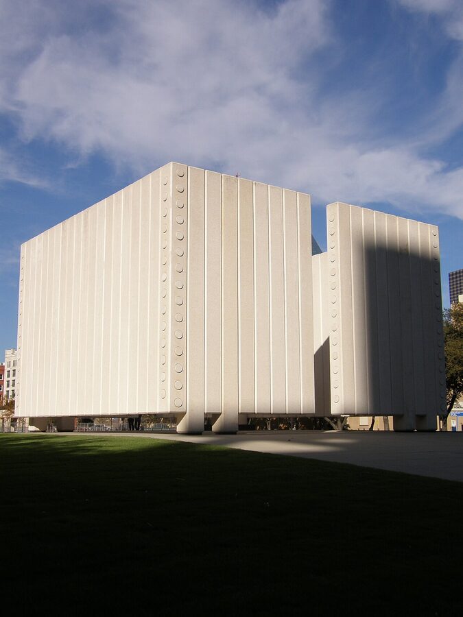 JFK Memorial Plaza concrete cenotaph designed by Philip Johnson in downtown Dallas