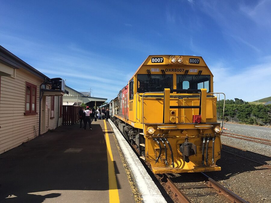 Coastal Pacific train at Kaikoura station