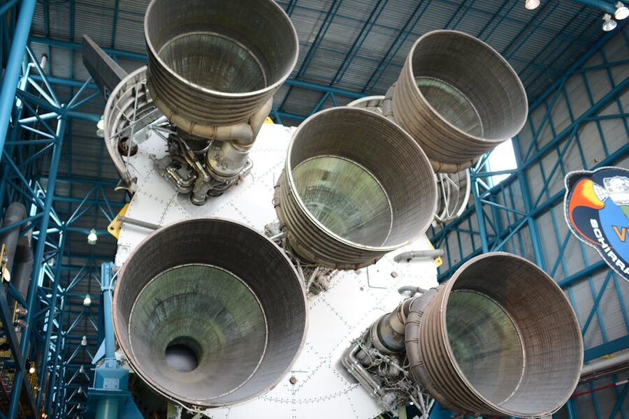 Closeup of Saturn V rocket engines