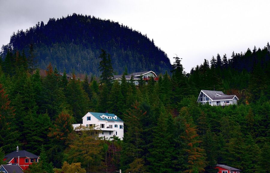 Colorful buildings in Ketchikan Alaska city center