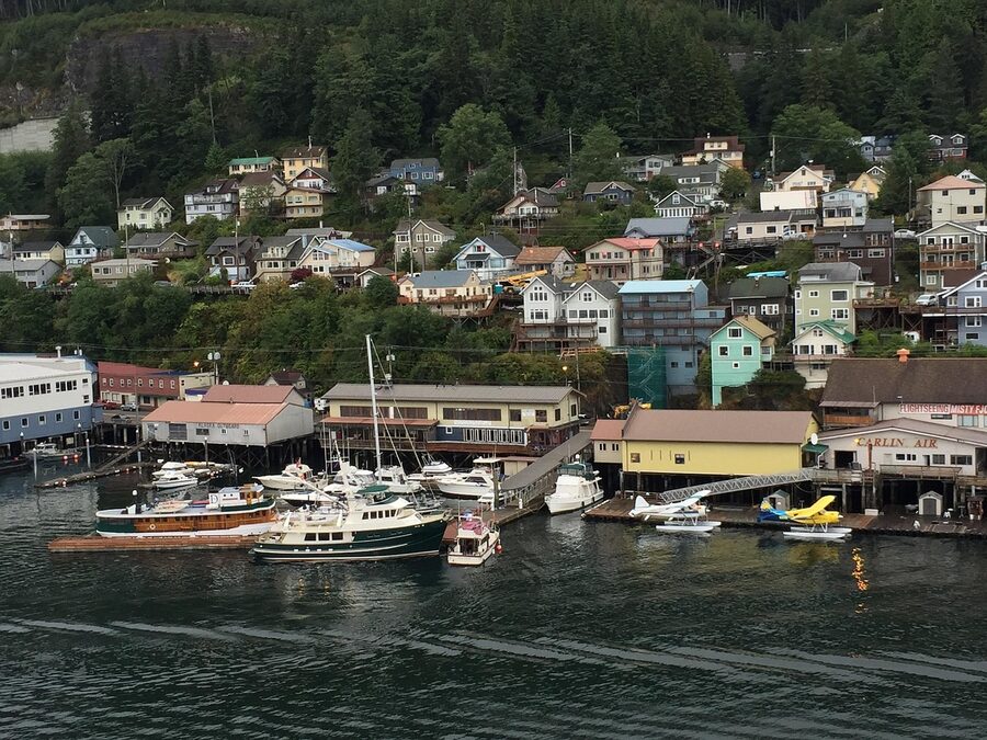 Ketchikan fishing town and harbor view