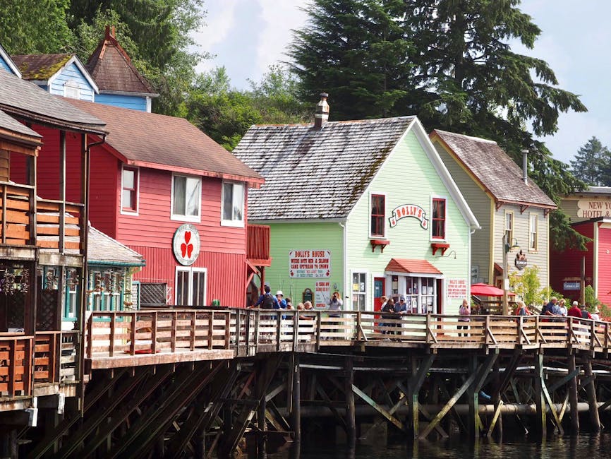 Colorful wooden houses along the Ketchikan waterfront