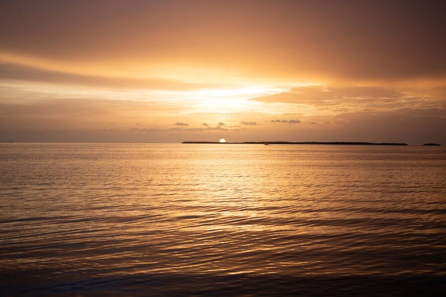 Golden sunset over the ocean horizon in Key West