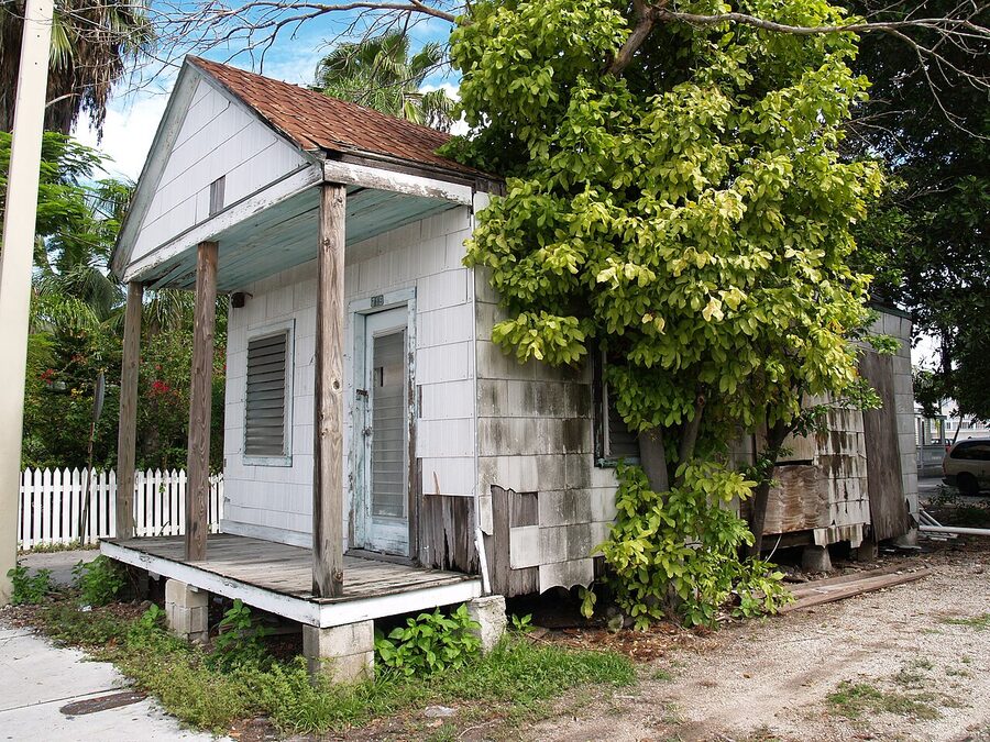 Historic Conch house with covered porch in the Key West Historic District