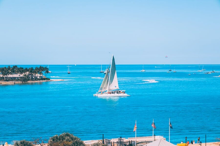 Sailboat in turquoise Key West water