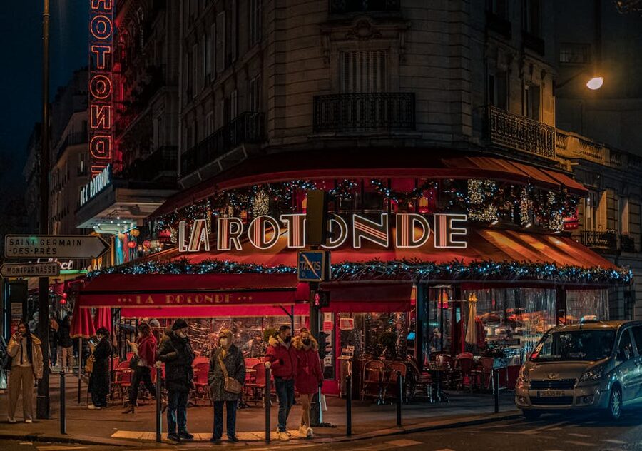 La Rotonde cafe on Boulevard du Montparnasse Paris at night