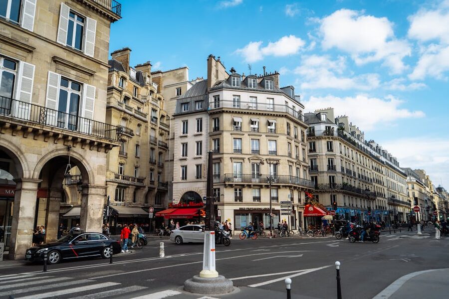 Latin Quarter side street with classic Parisian architecture
