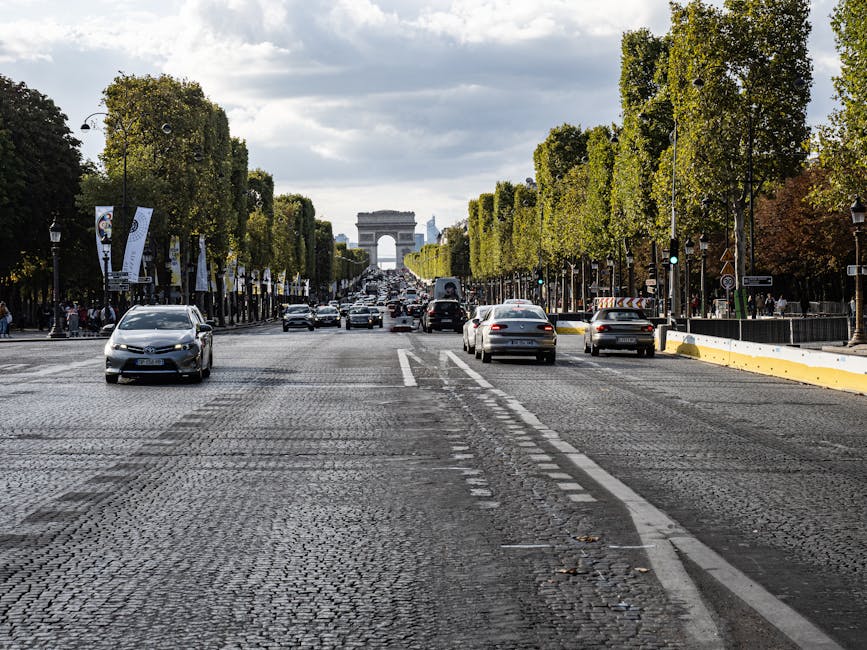 Champs-Elysees leading to the Arc de Triomphe in Paris
