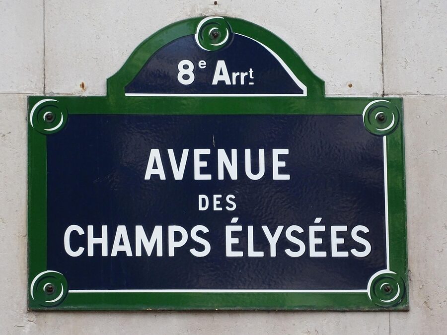 Avenue des Champs-Elysees street sign Paris