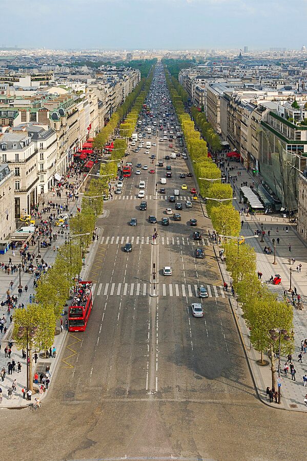 Champs-Elysees from top of Arc de Triomphe Paris