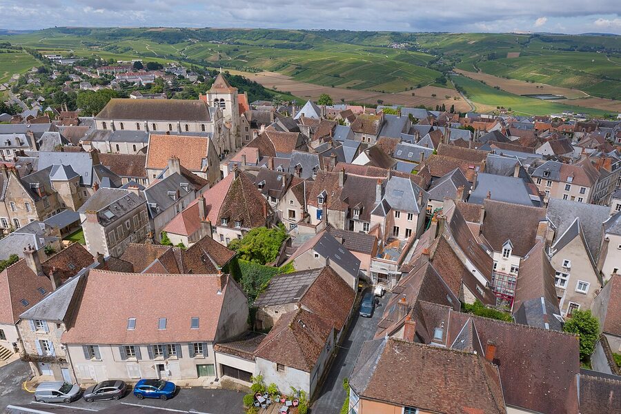 View from Tour des Fiefs in Sancerre over surrounding vineyards