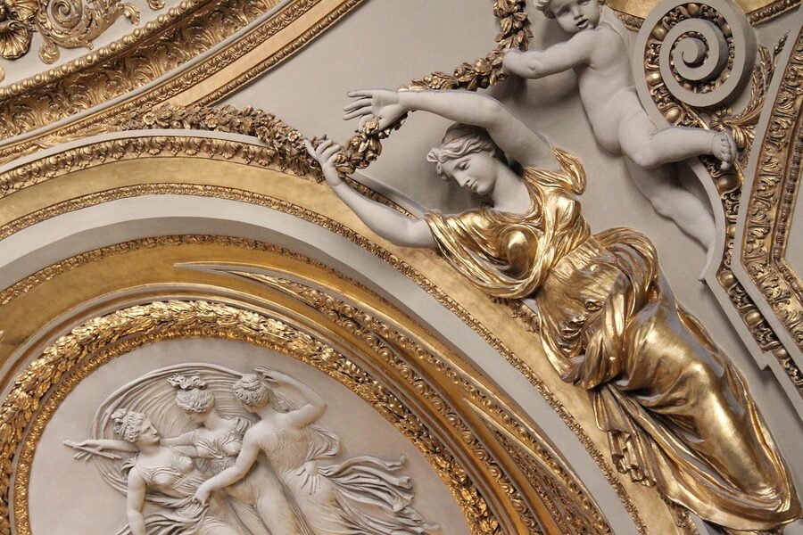Gilded artwork inside the Louvre Museum