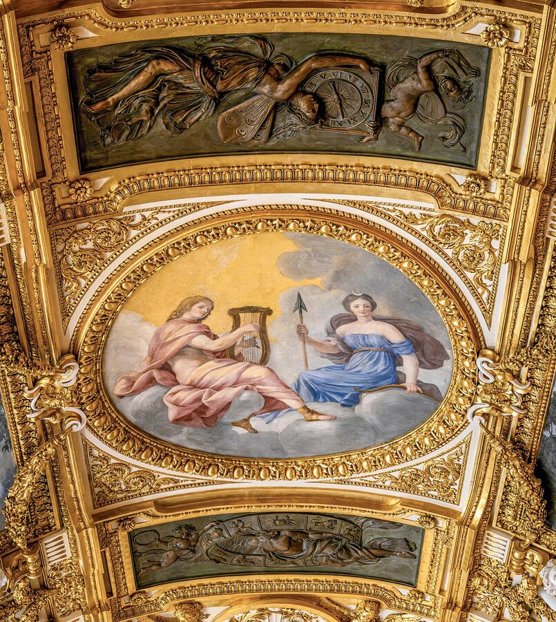 Salle des Saisons at the Louvre with painted ceiling
