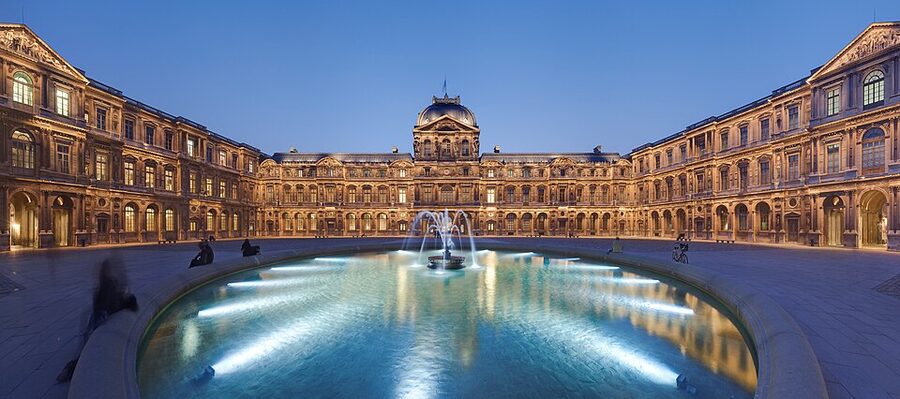 The Cour Carree at the Louvre Museum at sunset