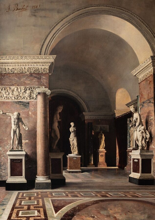 The Venus de Milo gallery at the Louvre painted by Julie Buchet in 1885