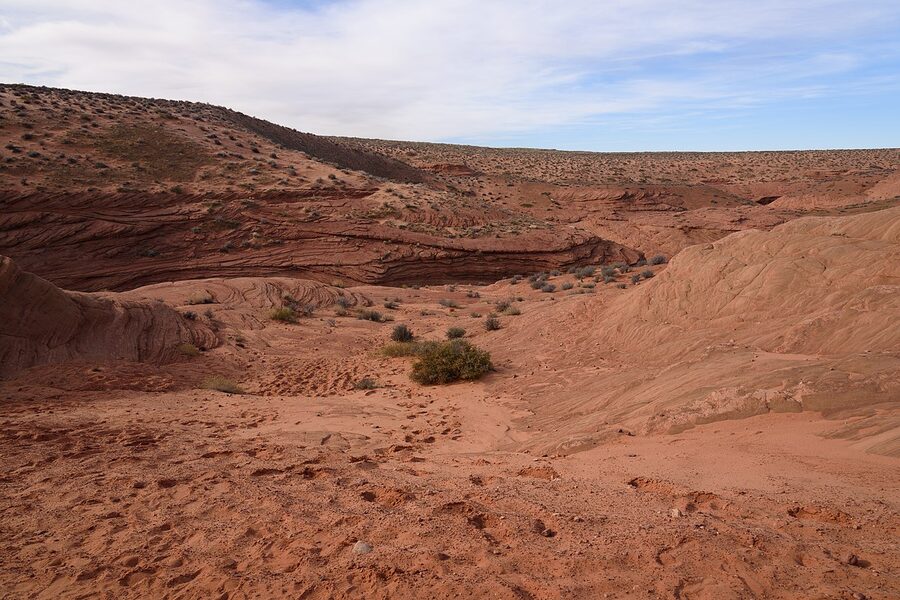 Exterior view of Lower Antelope Canyon surface from ground level