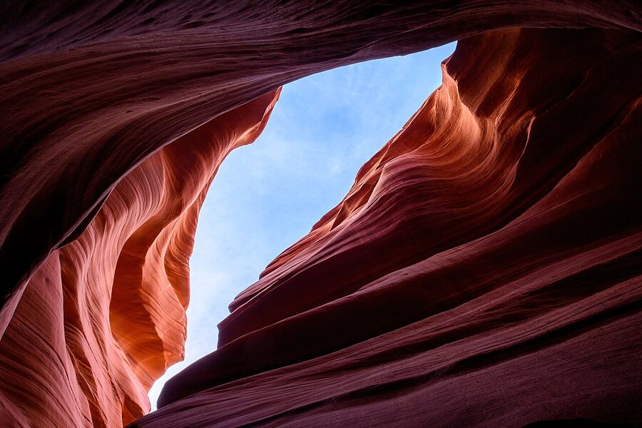 Sculpted orange walls inside Lower Antelope Canyon interior