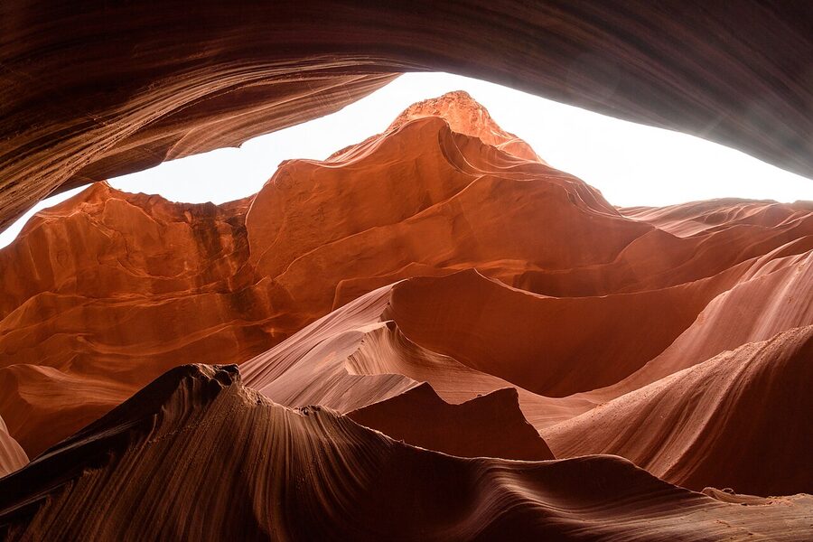Lower Antelope Canyon interior passage with sculpted curves