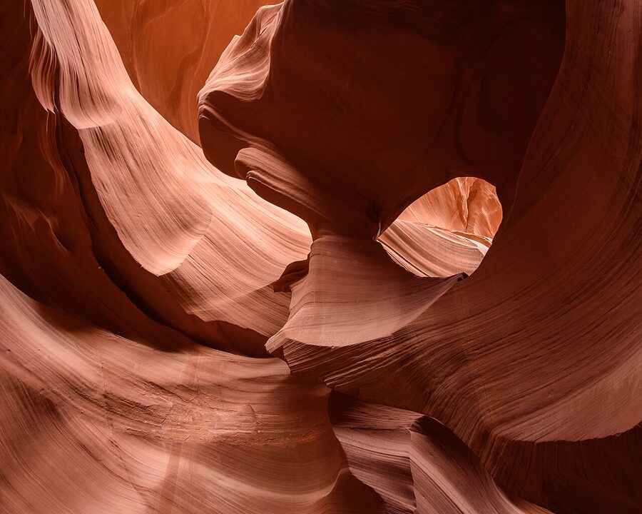 Lower Antelope Canyon interior walls at end of the slot