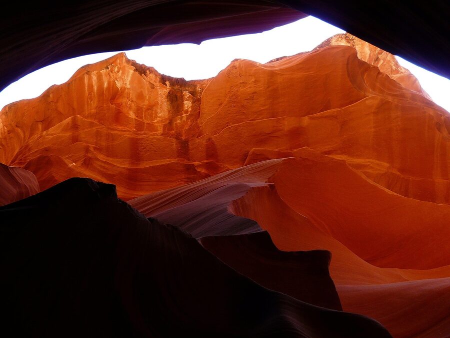 Light patterns on Lower Antelope Canyon walls Page Arizona