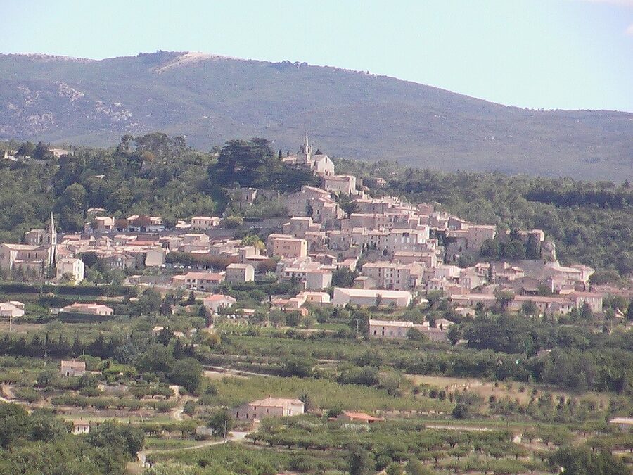 Bonnieux village viewed from Lacoste across the valley
