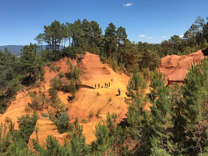 Red ochre cliffs at Roussillon's Sentier des Ocres
