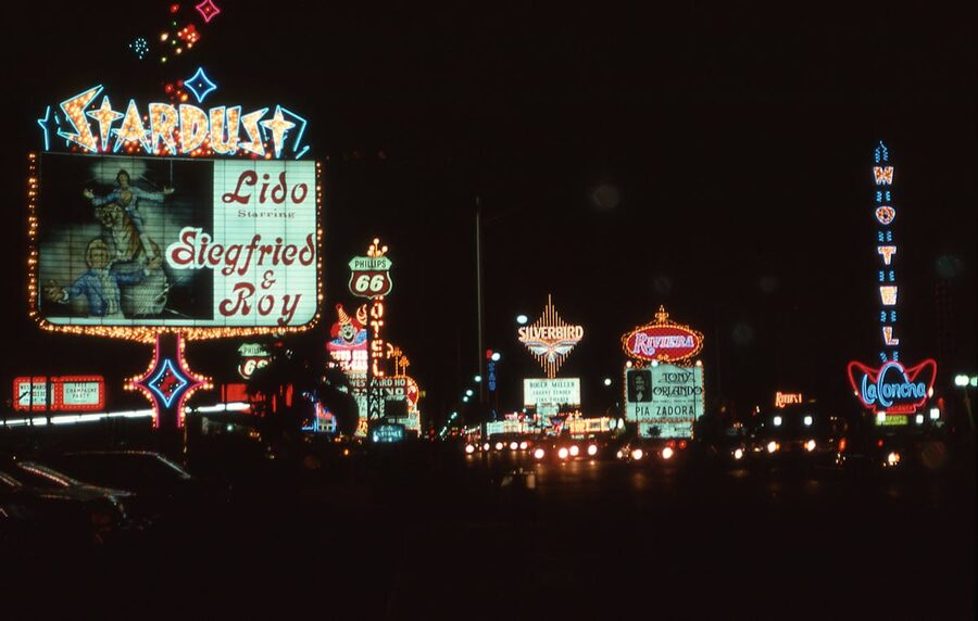 Las Vegas Strip neon signs and billboards at night