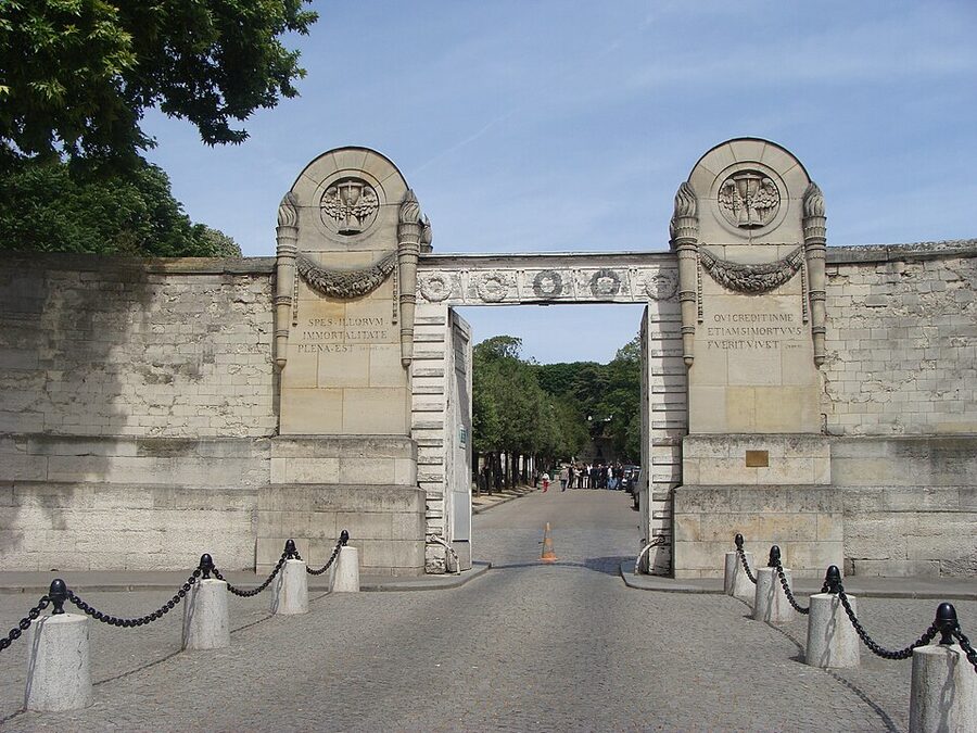 Main entrance gates of Père Lachaise Cemetery in Paris