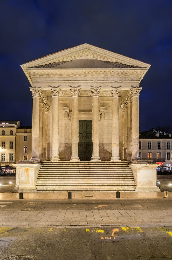 Maison Carree Nimes front portico Roman temple Corinthian columns